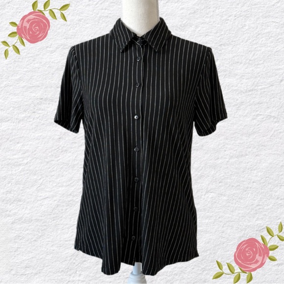 Modern Works | Tops | Modern Works Black Pin Striped Buttonup Shirt ...